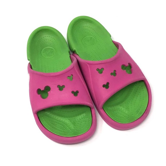 CROCS | Shoes | Crocs Pink Green Disney Mickey Mouse Girls Open Toe ...